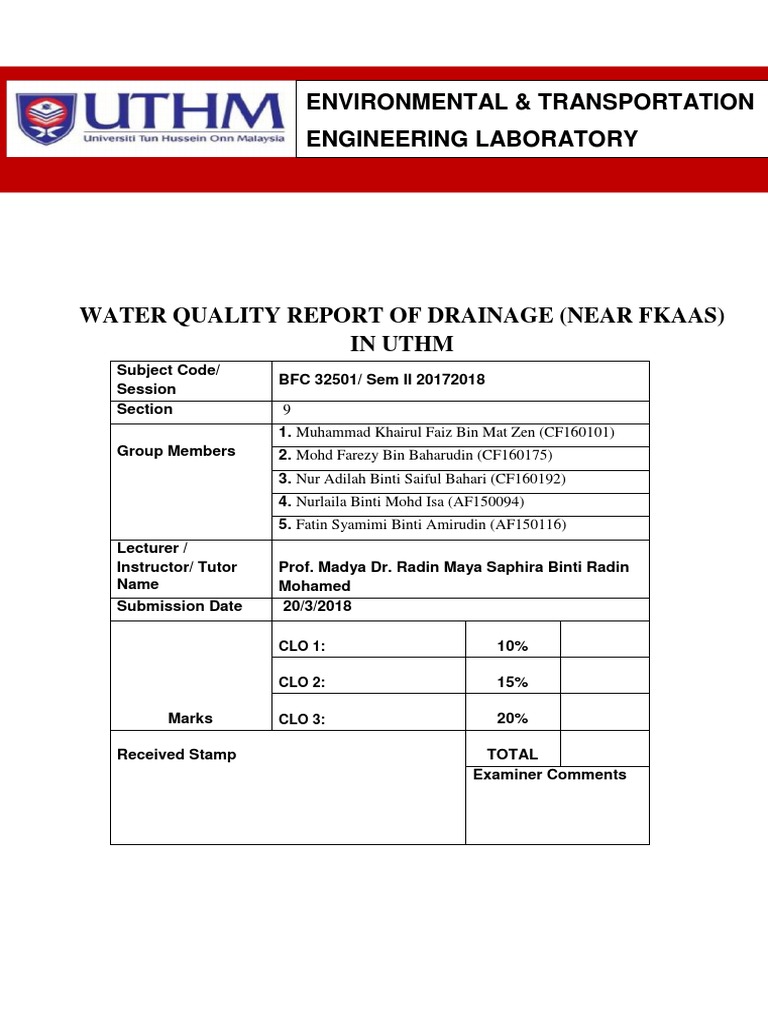 BOD Lab Report (Full) | PDF | Ph | Sodium Hydroxide