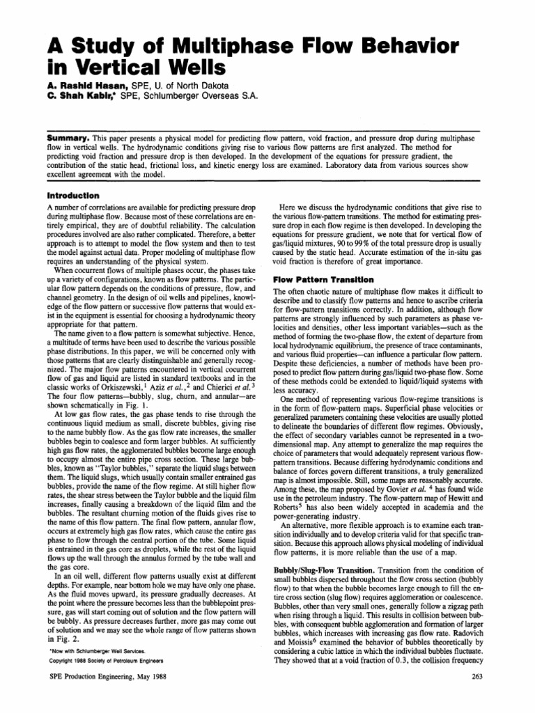 A Study of Multiphase Flow Behavior in Vertical Wells: A. Rashid Hasan, C. Shah Kablr | PDF ...