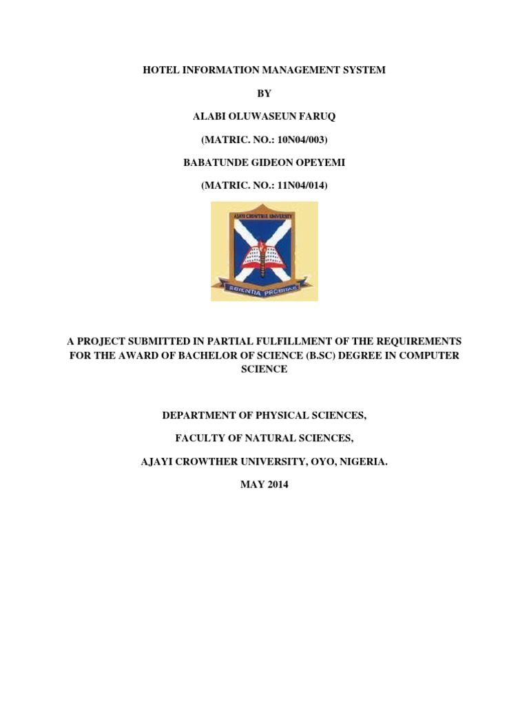 Report of Hotel Management System | PDF | Information System | Input/Output