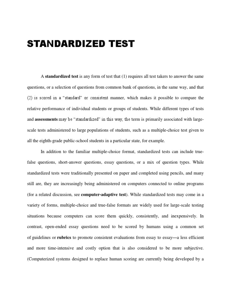 Standardized Test | PDF | Standardized Tests | Test (Assessment)