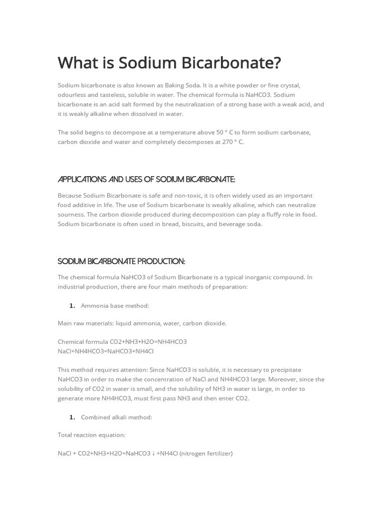 What Is Sodium Bicarbonate | PDF | Sodium Bicarbonate | Sodium Carbonate