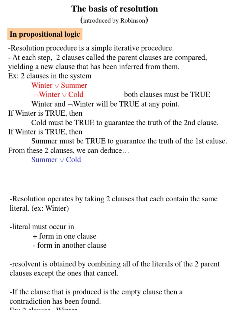 The Basis of Resolution : in Propositional Logic | PDF | First Order ...