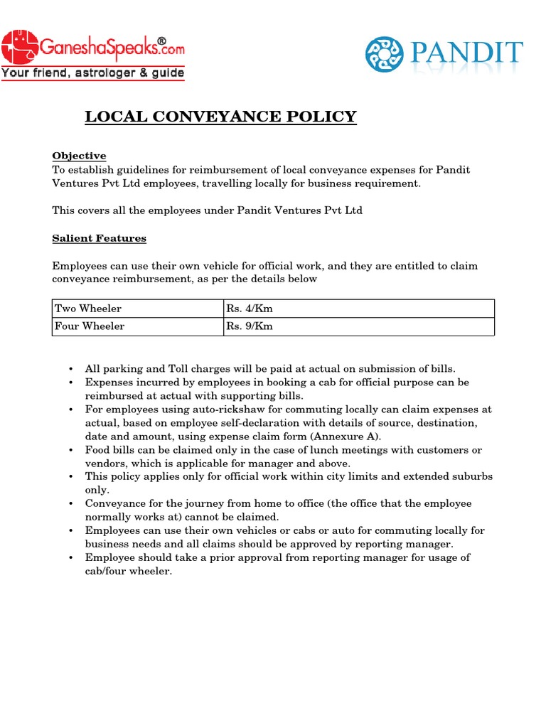 Local Conveyance Policy | PDF | Government | Employee