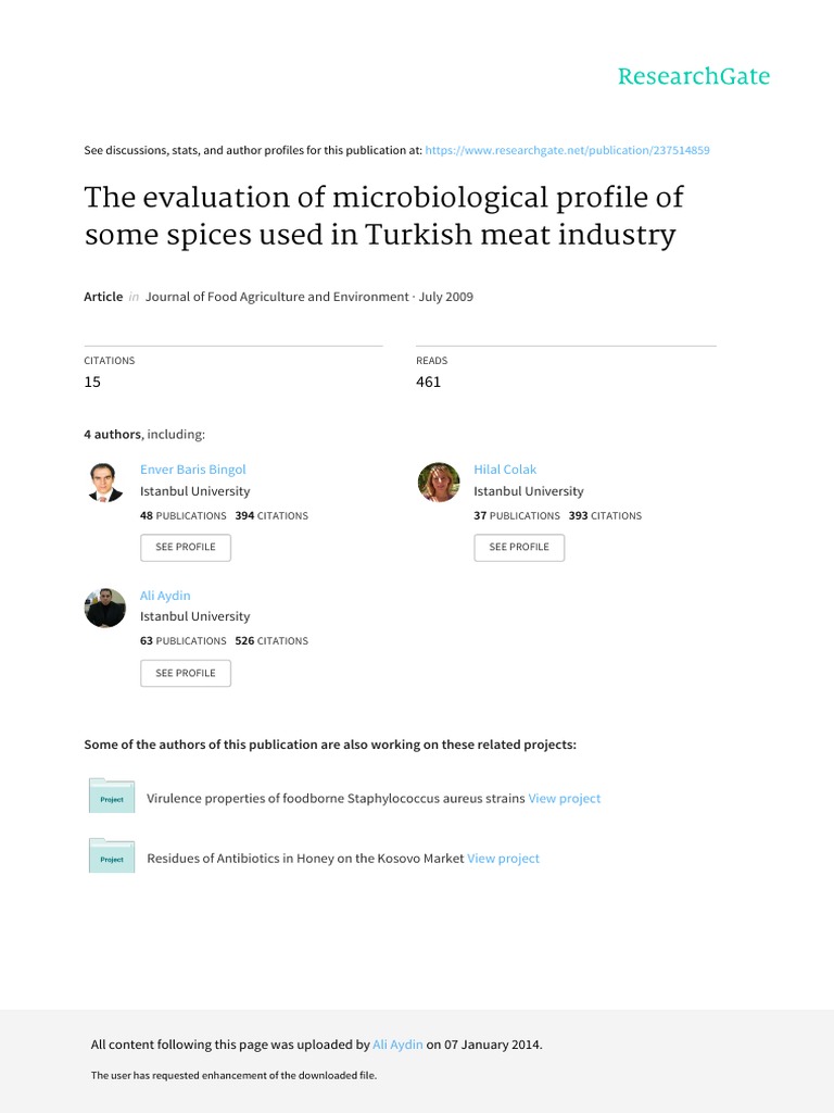 Spice Microbiological Profiles | PDF | Spice | Foodborne Illness