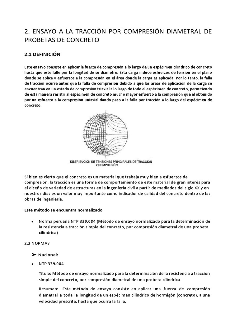 Ensayo Compresion Diametral | PDF | Hormigón | Ingeniería de productos químicos