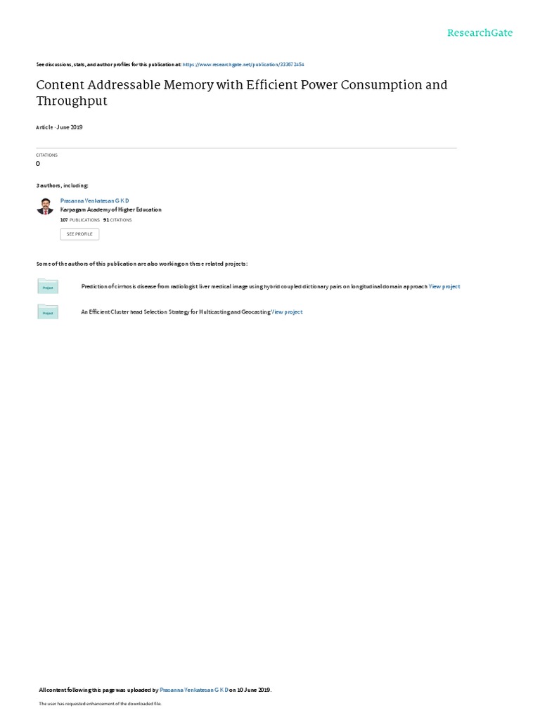 Efficient Content Addressable Memory Design | PDF | Asynchronous ...