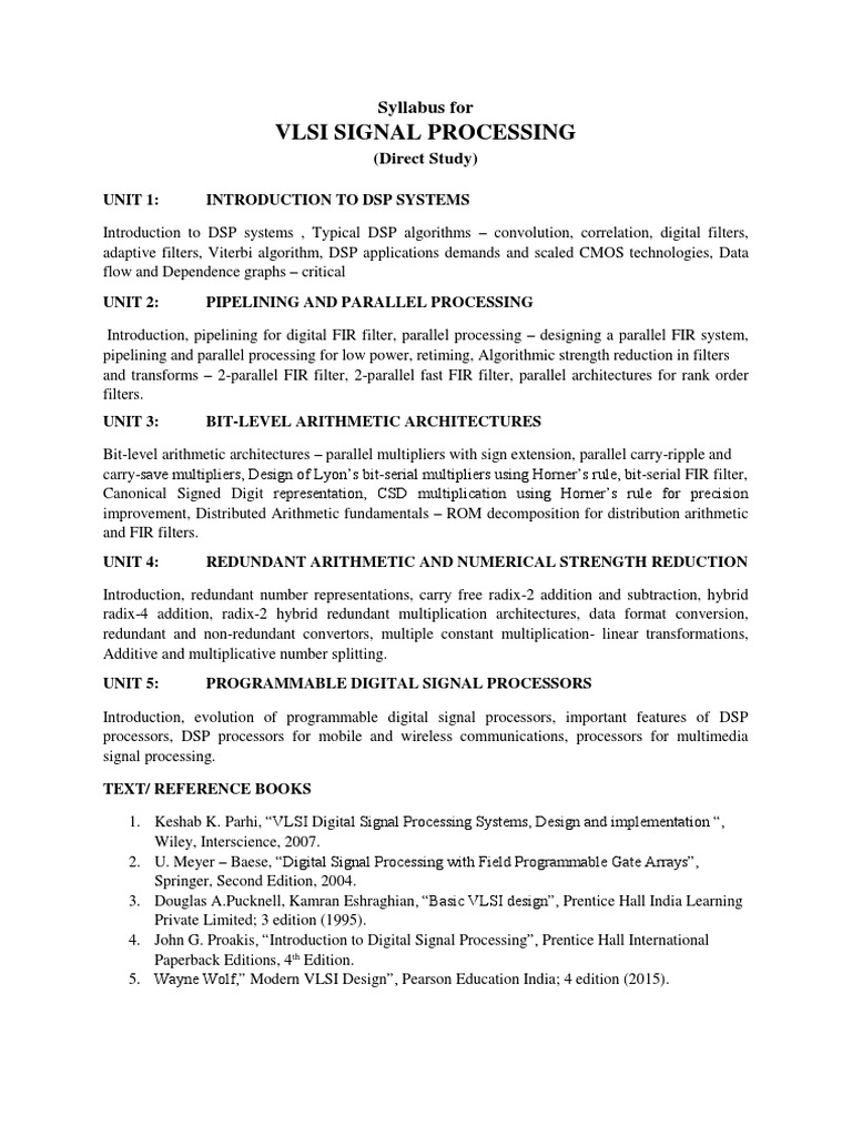 Vlsi and Signal Processing | PDF | Digital Signal Processing | Parallel Computing