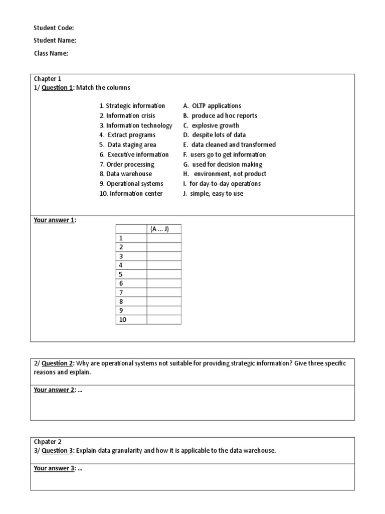 DBW301 Test1 | Download Free PDF | Data Warehouse | Warehouse