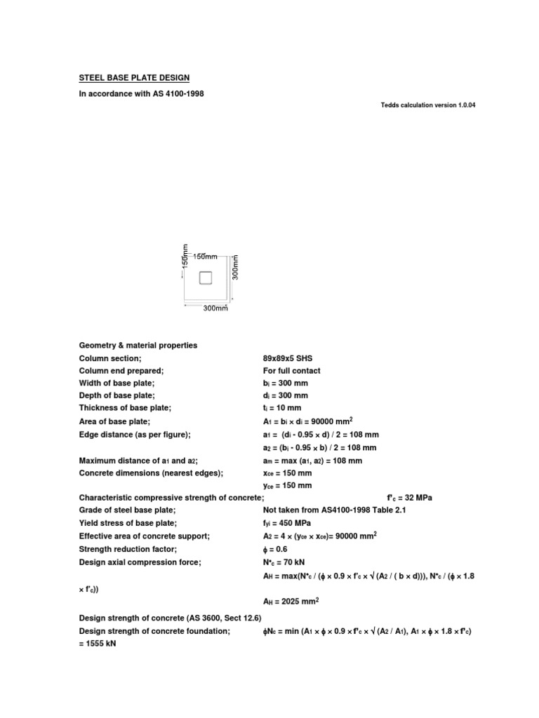 Steel Base Plate Design | PDF