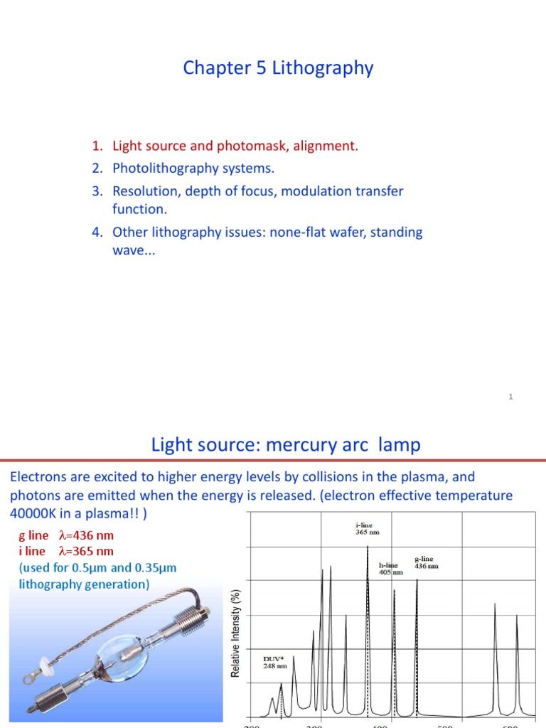 Chapter 5 Lithography: 1. Light Source and Photomask, Alignment | PDF ...