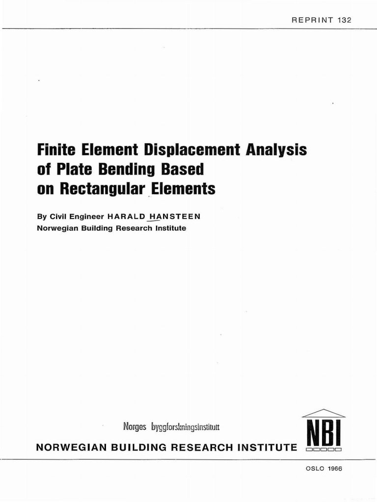 Finite Element Displacement Analysis of Plate Bending | PDF | Finite Element Method | Numerical ...