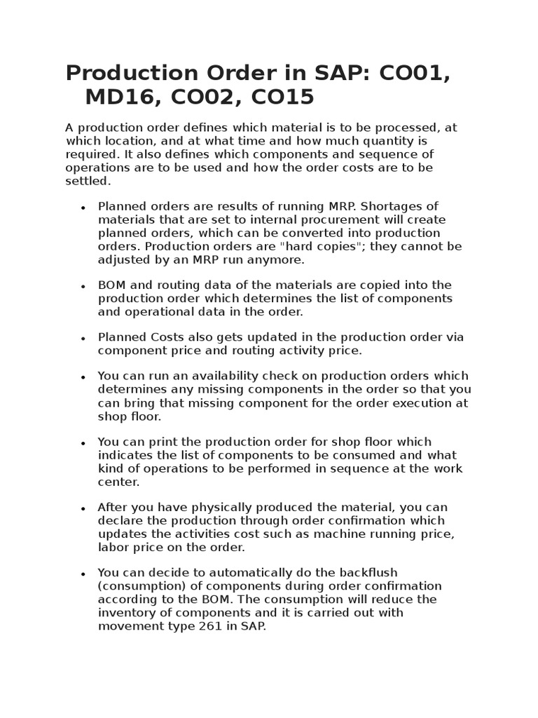 SAP PP - Production Order Creation | PDF | Business | Computing