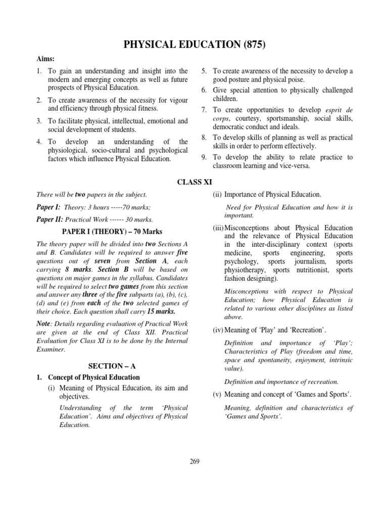 ISC Physical Education Syllabus | PDF | Motivation | Motivational