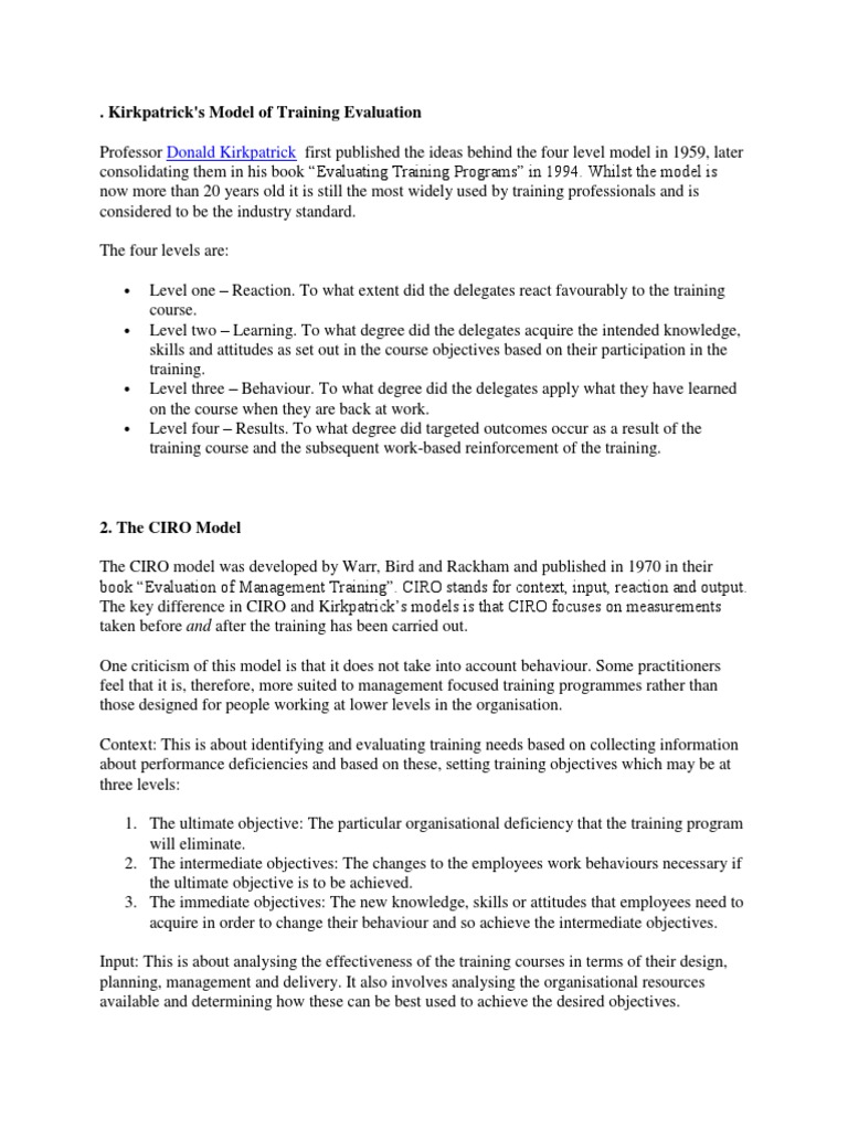 Donald Kirkpatrick Kirkpatrick S Model Of Training Evaluation