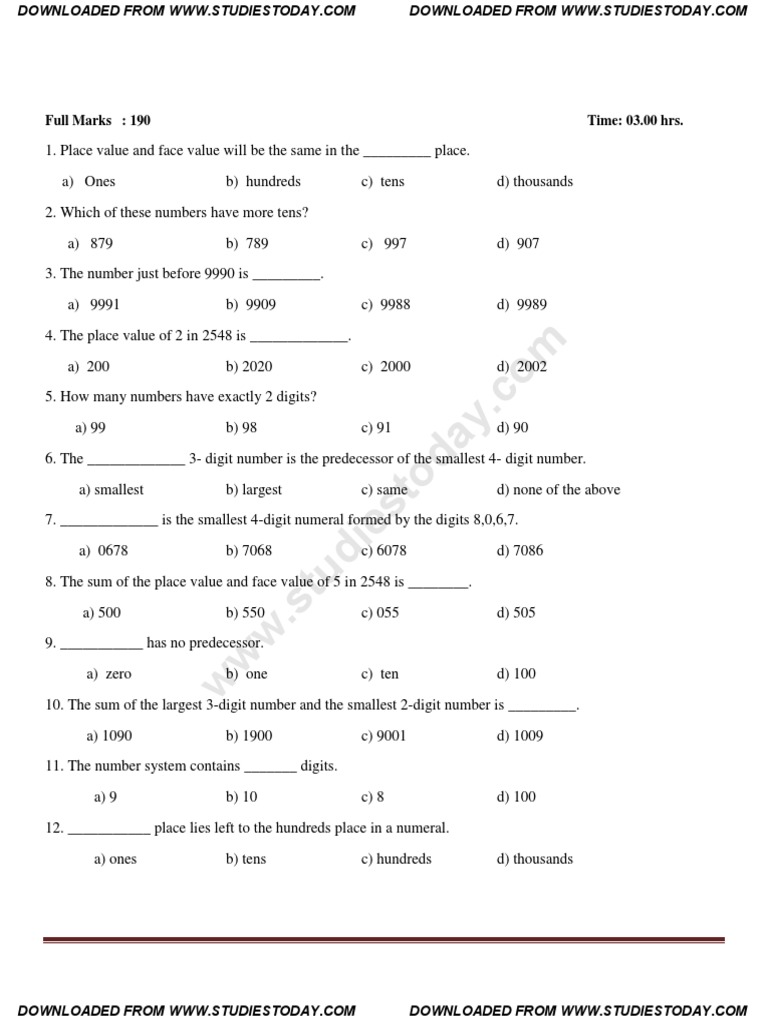 CBSE Class 2 Counters MCQs | PDF | Division (Mathematics) | Subtraction