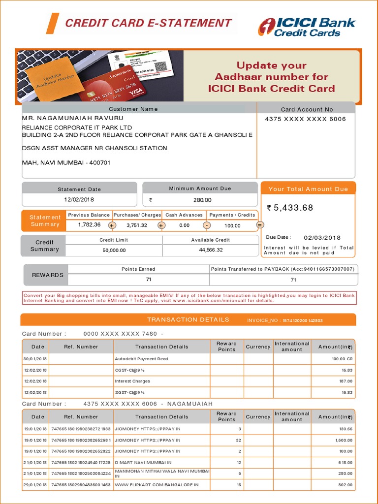 Credit Card Statement | PDF | Credit Card | Financial Transaction