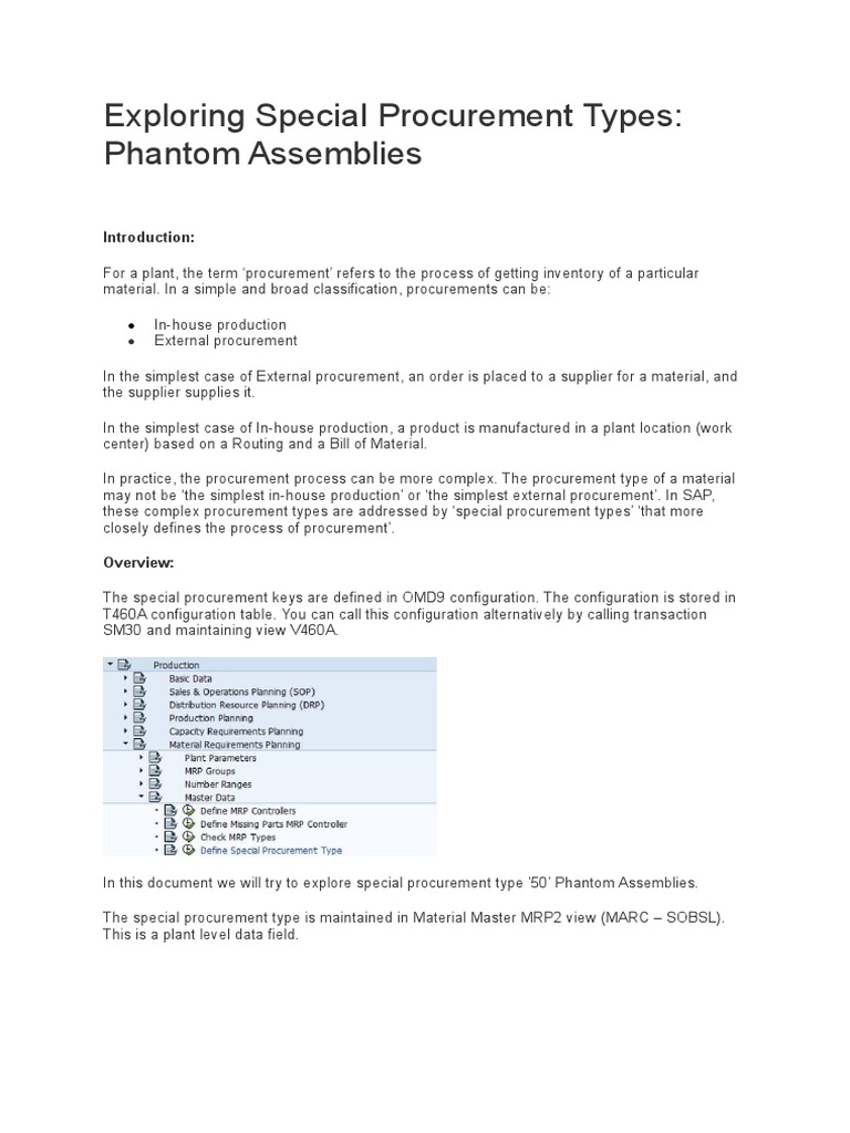 SAP PP - Phantom Assemblies | PDF | Procurement | Business Process ...
