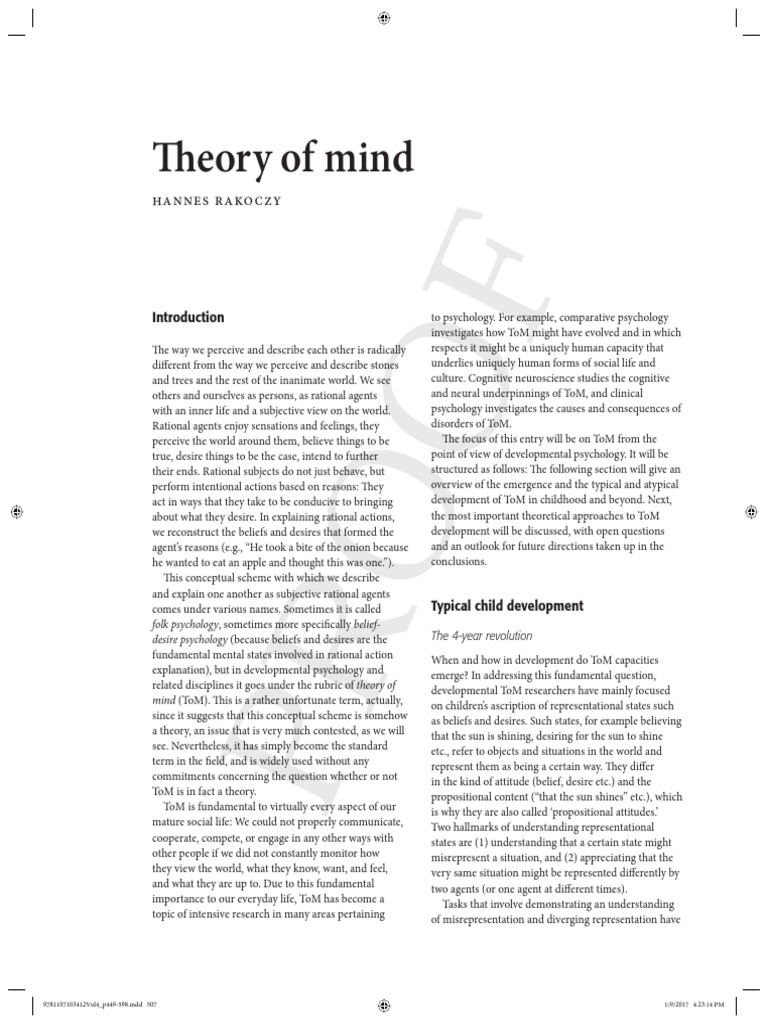 Thoery of Mind | PDF | Theory Of Mind | Autism