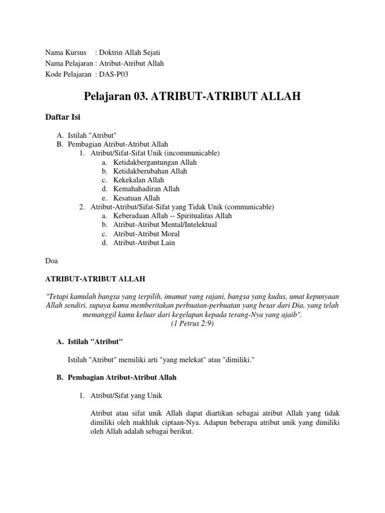 Atribut Atribut Allah | PDF
