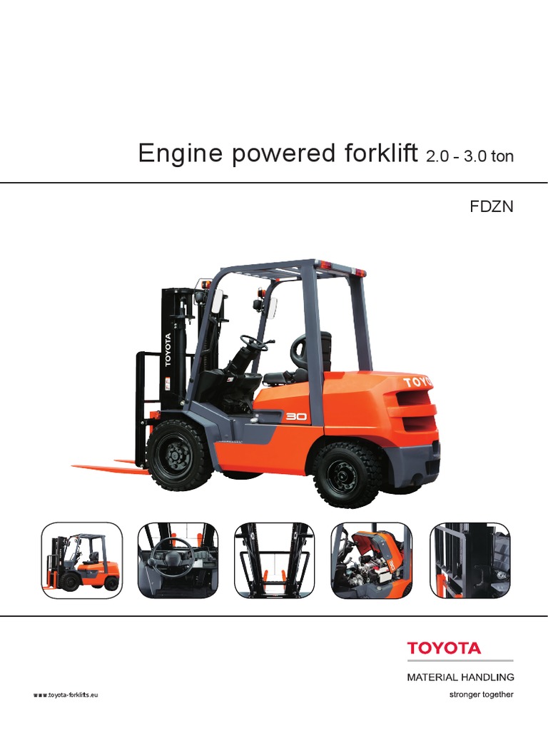 Specification Sheet for Toyota Engine-Powered Forklifts Ranging from 2. ...