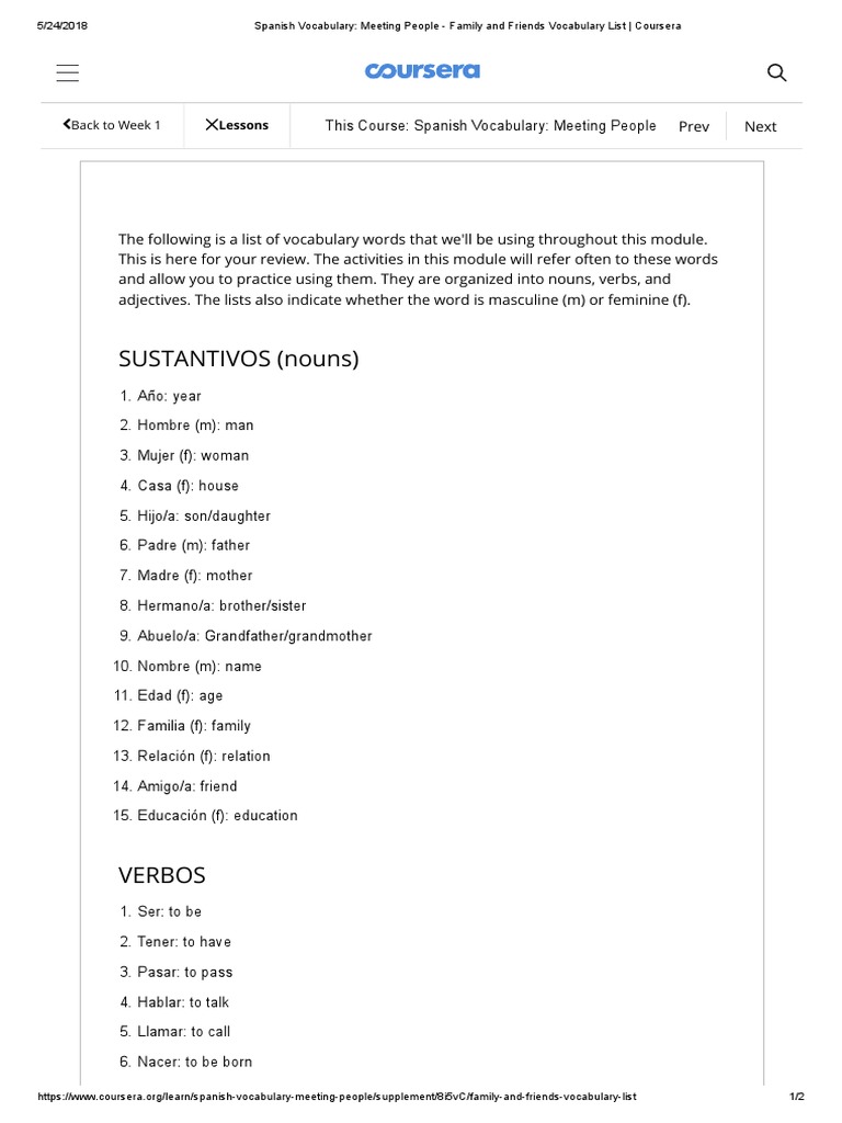 Spanish Vocabulary - Meeting People | PDF | Syntax | Syntactic ...
