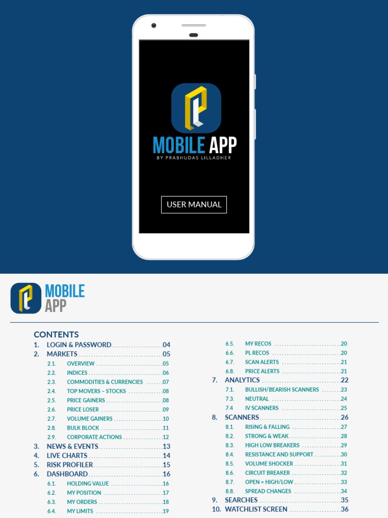 PL Mobile App User Manual | PDF | Mobile App | Stocks