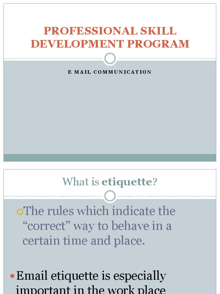 Professional Skill Development Program: E Mail Communication | Download Free PDF | Cyberspace ...