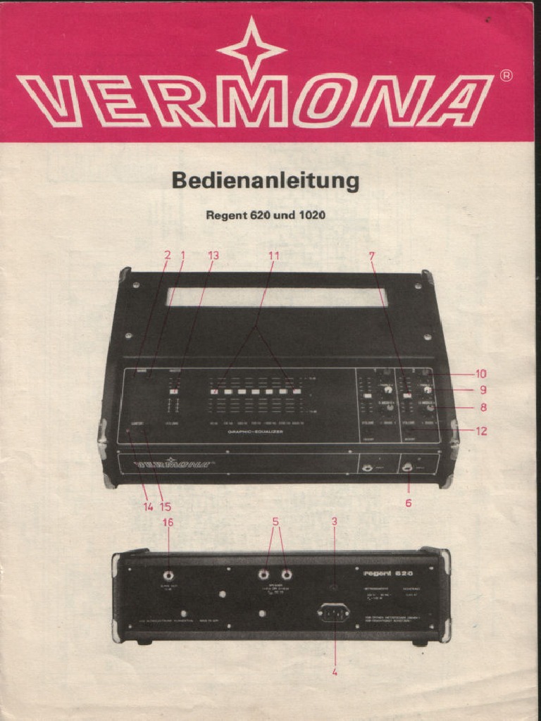 Vermona Regent 620 1020 Guitar Audio Amplifier Mixer | PDF