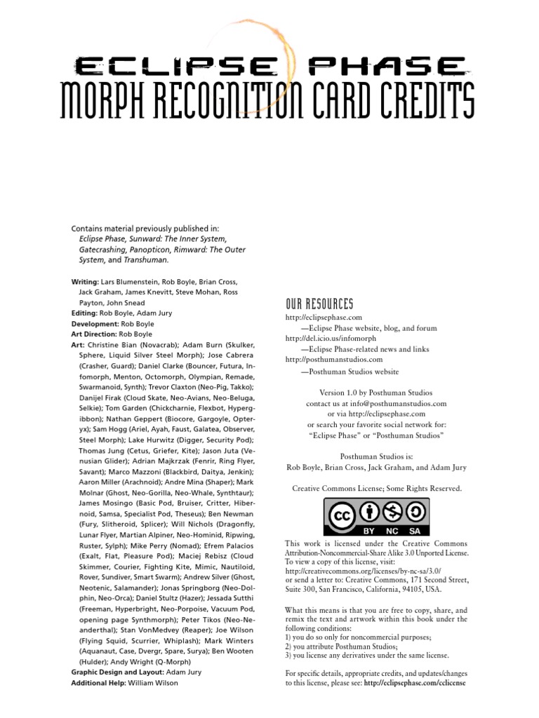 Eclipse Phase Art & Credits | PDF