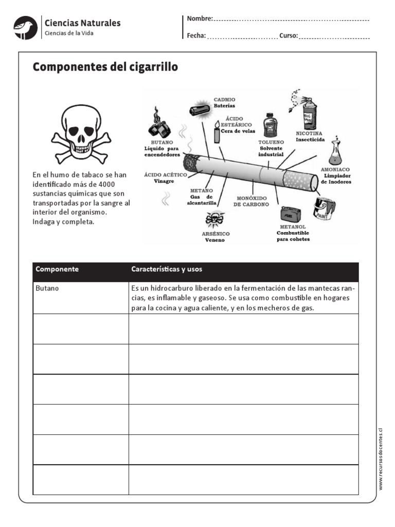 Actividad Componentes Del Cigarro PDF | PDF