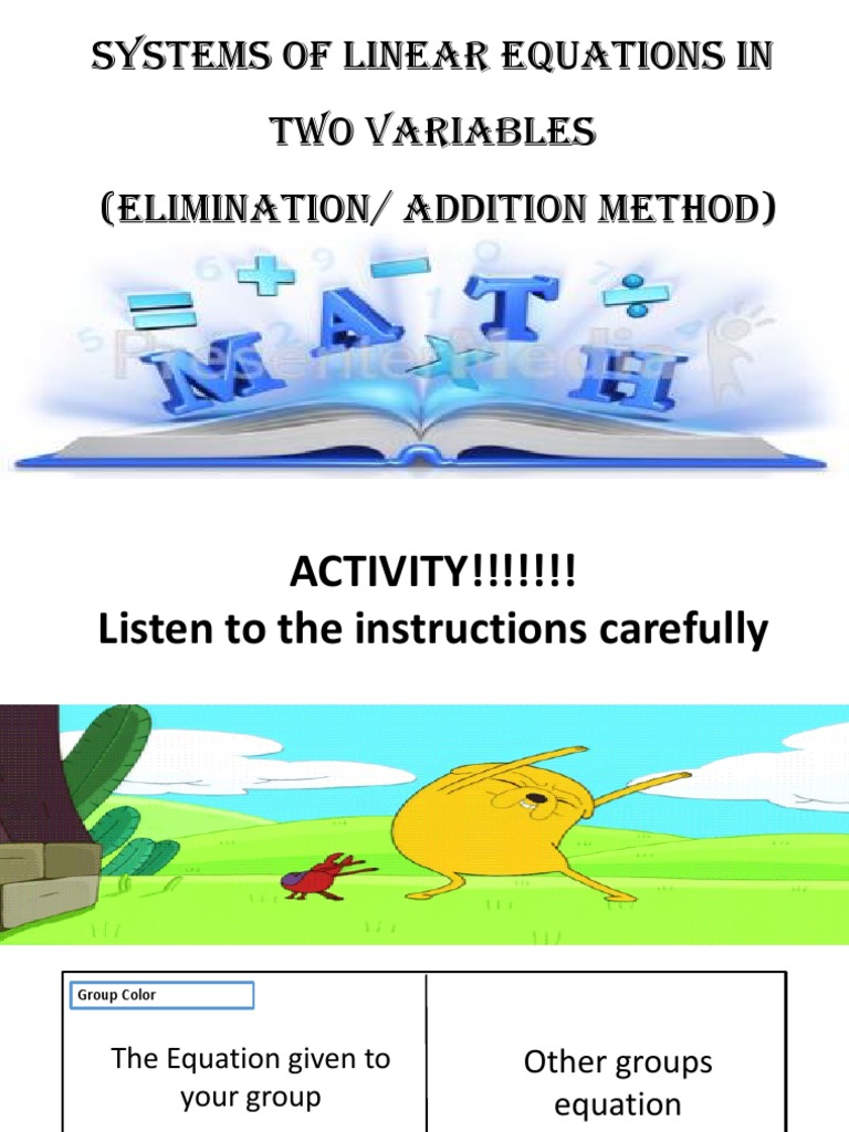 Systems of Linear Equations in Two Variables (Elimination/ Addition ...