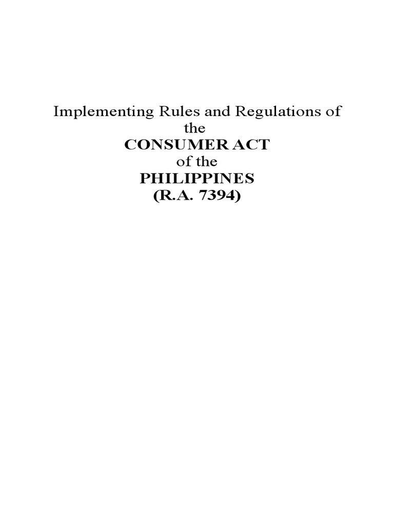 Consumer Act of The Philippines | PDF | Sales | Lease