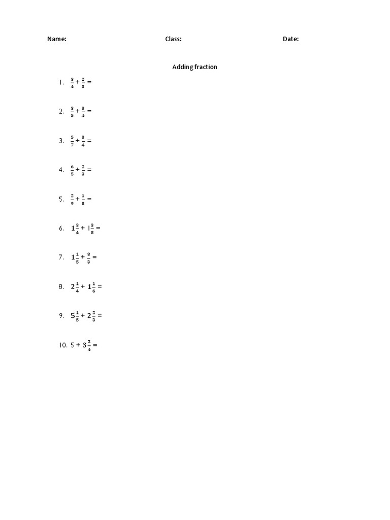 Fraction Homework | PDF