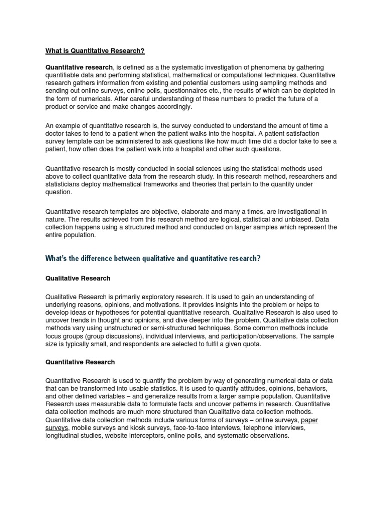 What Is Quantitative Research | PDF | Quantitative Research | Survey ...