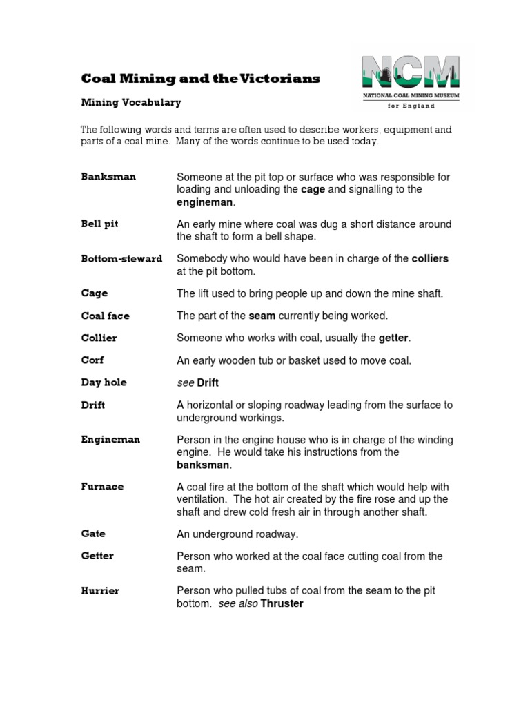 Mining Vocabulary PDF | PDF | Coal Mining | Mining