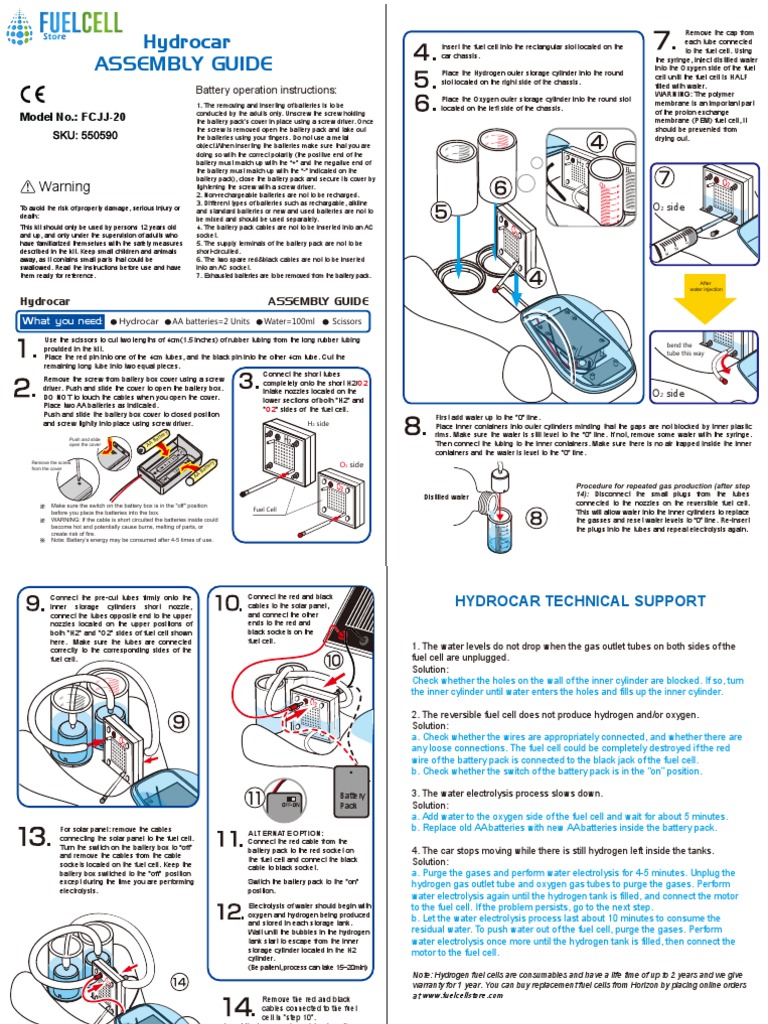 FCJJ 20 Hydrocar Assembly Guide | PDF | Fuel Cell | Hydrogen
