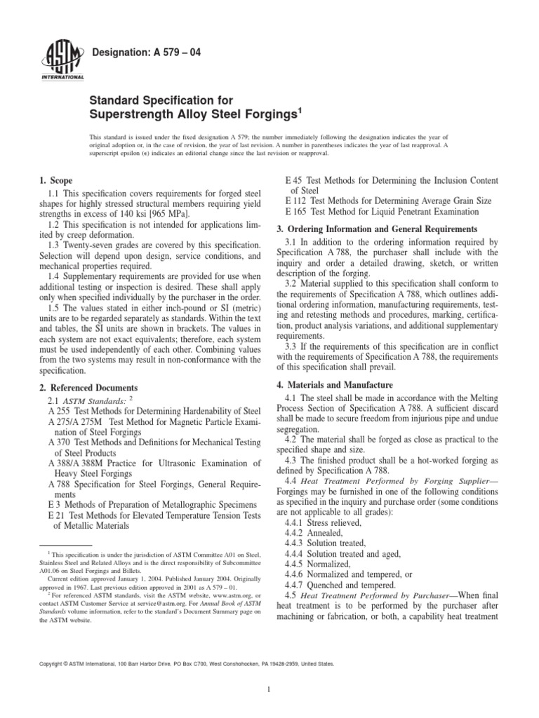 Astm A-579 | PDF | Heat Treating | Forging