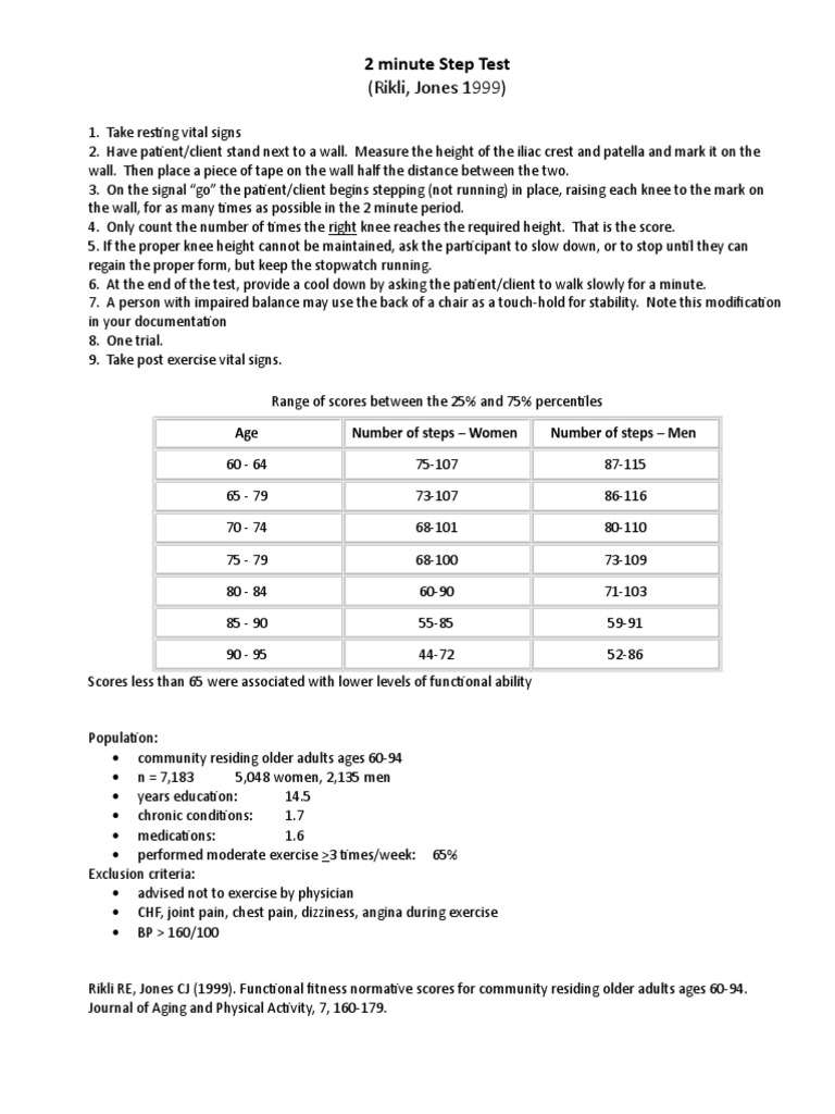 Two Minute Step Test | PDF