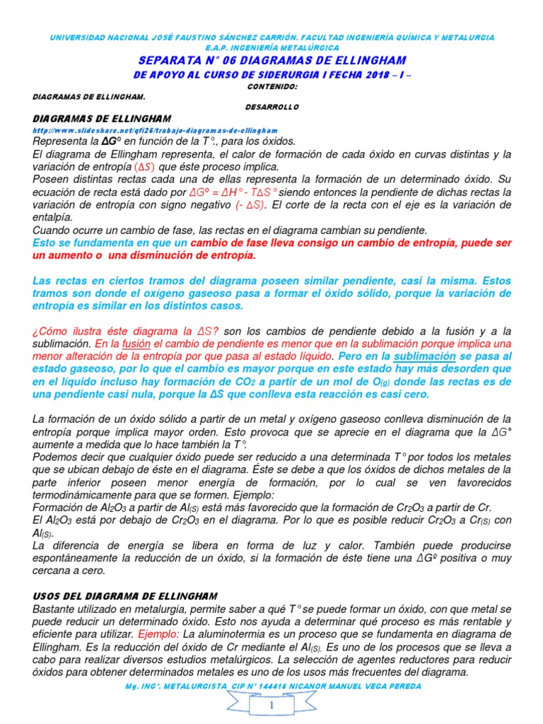 SEPARATA #06 DIAGRAMA ELLINGHAM Yo | PDF | Calor | Redox
