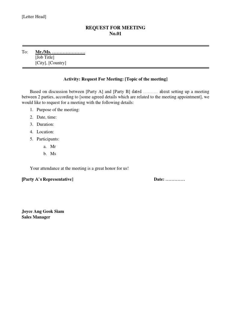 Request For A Meeting | PDF