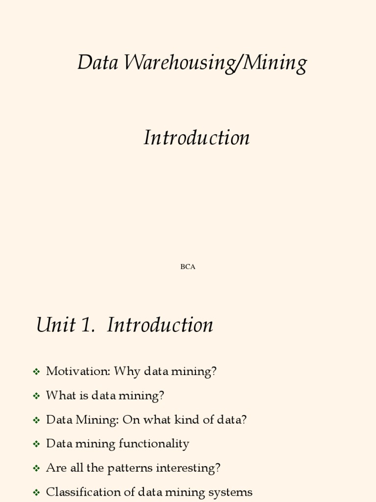 Unit1 Part1 Class | PDF | Data Mining | Data Warehouse