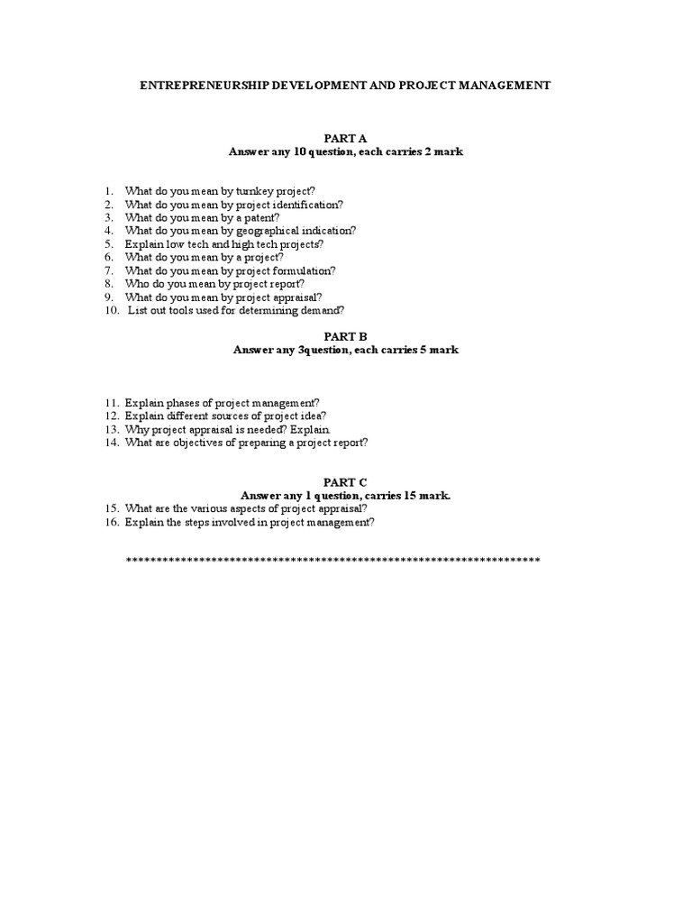 Project Management in Entrepreneurship Development | PDF | Career ...