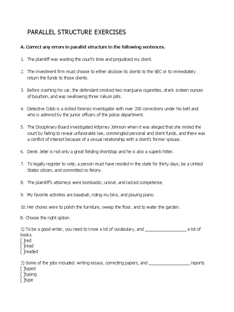 Parallel Structure Exercises | PDF | Justice | Crime & Violence