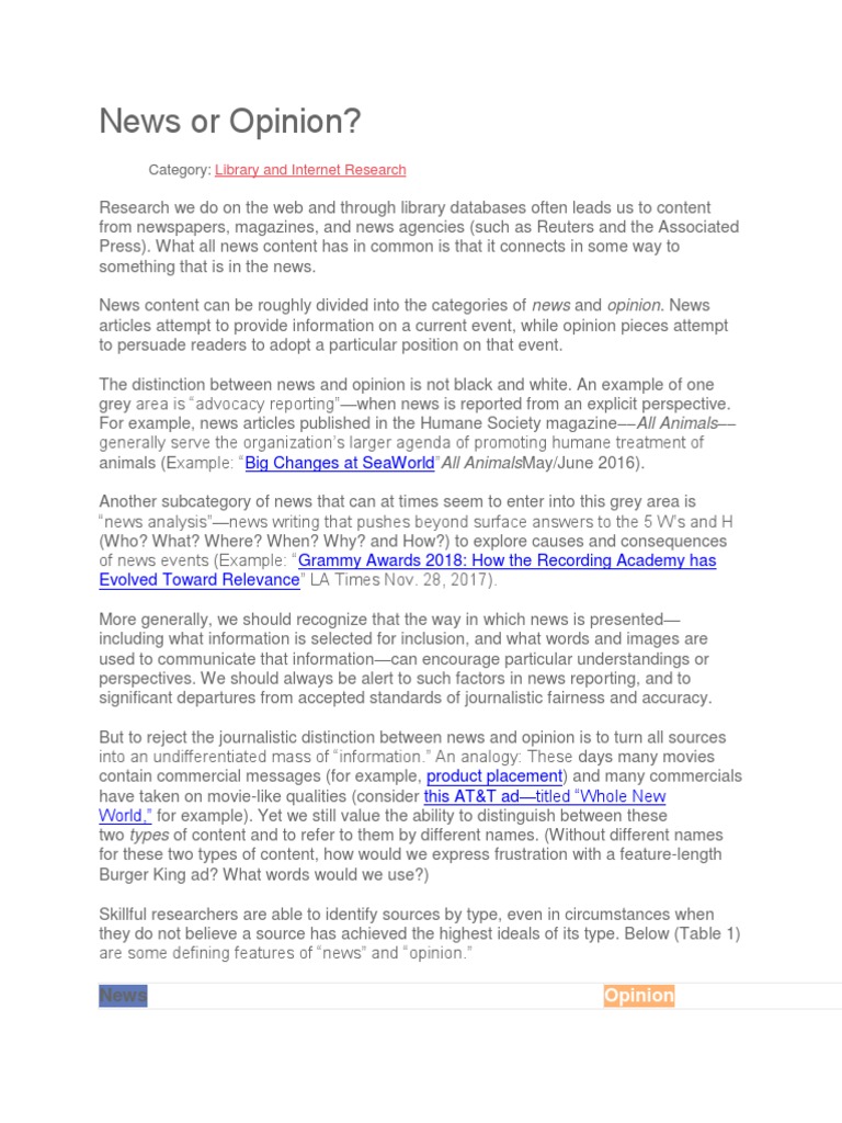 Lesson Plan Grade 8 - News or Opinion - Shein Tumala | PDF | News ...