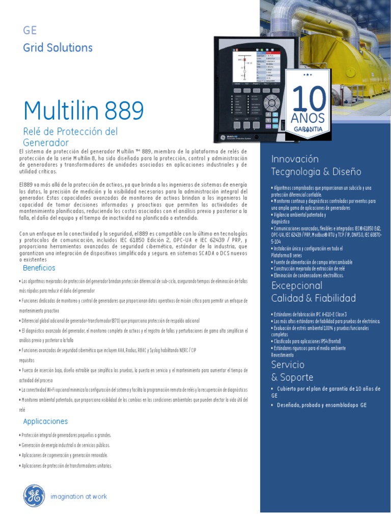 Datasheet ES_rele de Proteccion_GE MULTILIN 889 | Ingeniería de ...
