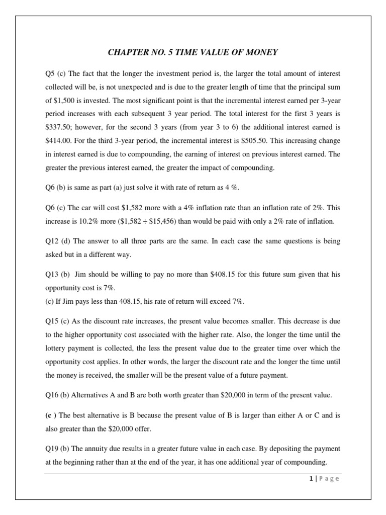 Chapter No. 5 Time Value of Money | PDF | Present Value | Compound Interest