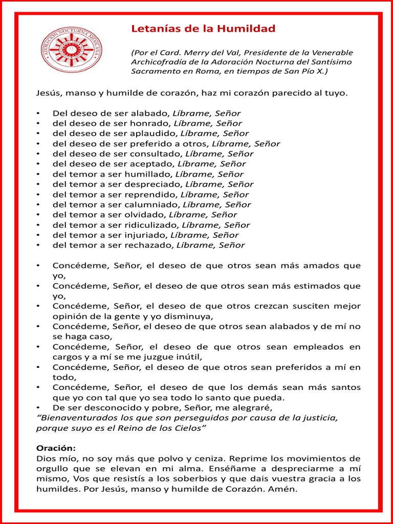Letanías de la Humildad en la Oración | PDF