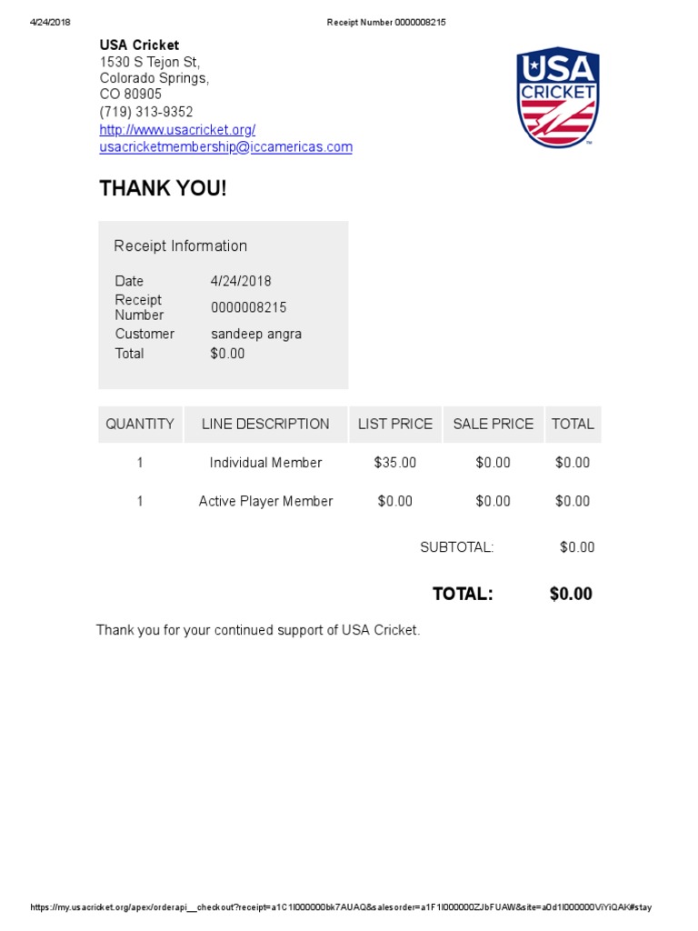 Thank You!: Receipt Information | PDF