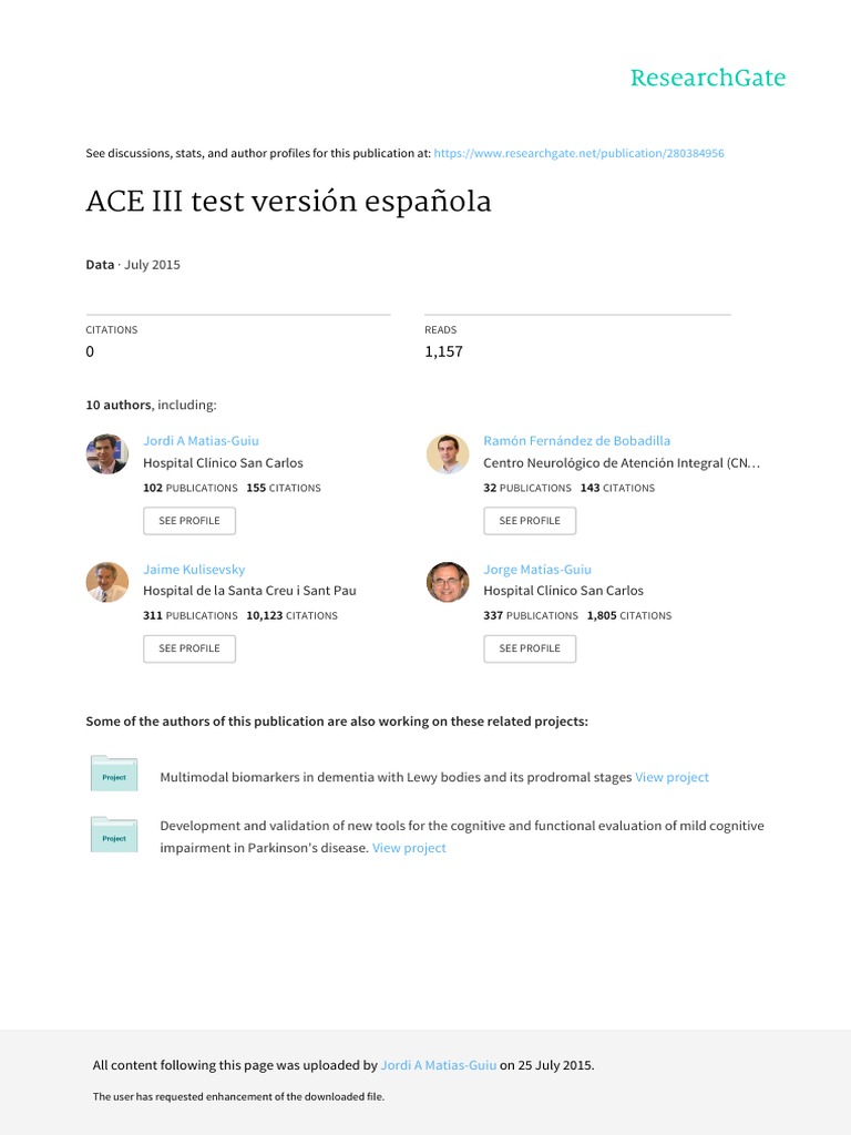 ACE III Español Validado | PDF | Asunto (gramática) | Lingüística