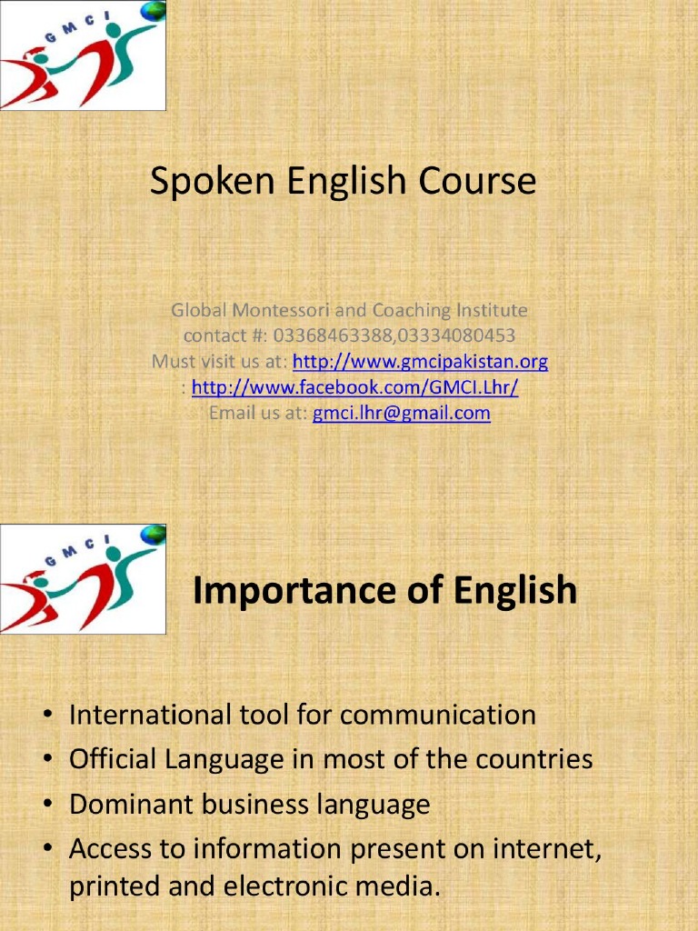 Spoken English Course Slideshare | PDF